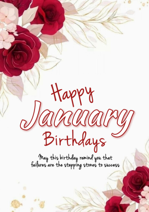 Copy of White Maximalist Happy January Birthdays A4 | PosterMyWall
