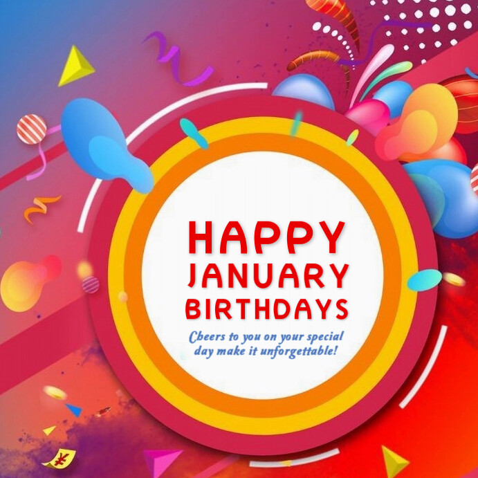 Plantilla de White Maximalist Happy January Birthdays Instagram Post ...