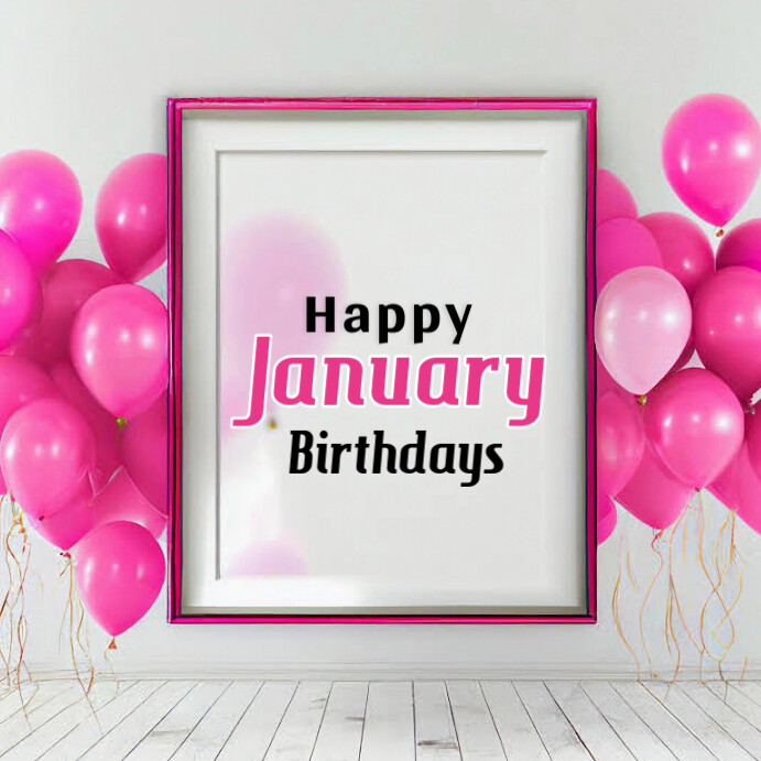 White Maximalist Happy January Birthdays Instagram Post Template ...