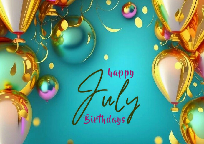 Plantilla de White Maximalist Happy July Birthdays A4 | PosterMyWall