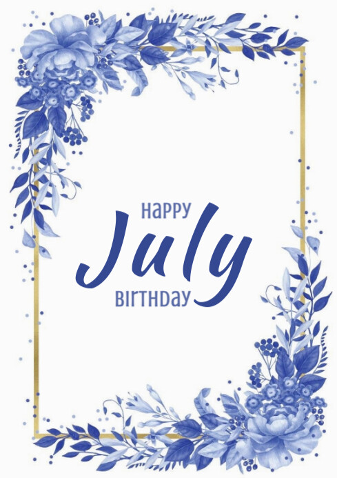 White Maximalist Happy July Birthdays A4 Template | PosterMyWall