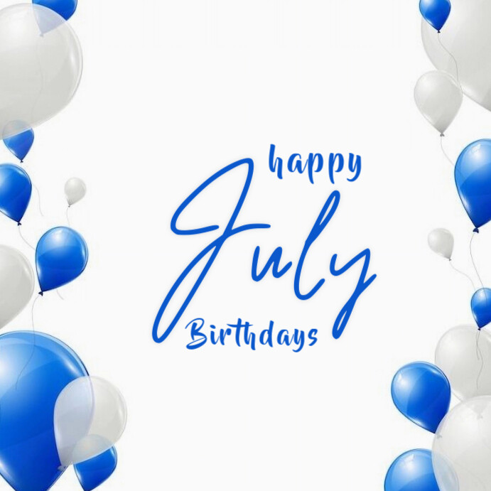 White Maximalist Happy July Birthdays Instagram Post Template ...