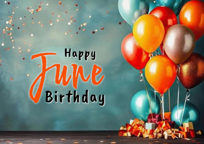 White Maximalist Happy June Birthdays A4 Template | PosterMyWall