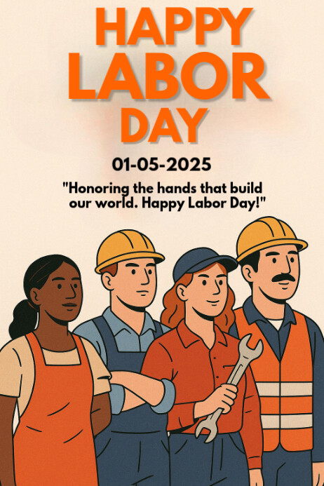 White Maximalist Happy Labour Day 1st May Poster Template | PosterMyWall