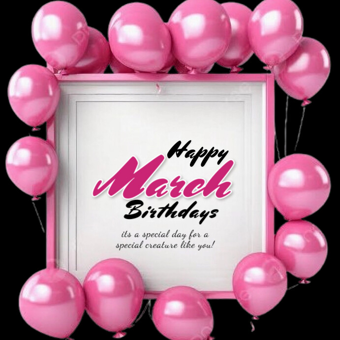 White Maximalist Happy March Birthdays Instagram Post Template ...