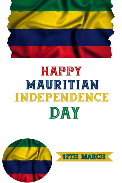 White Maximalist Happy Mauritian Independence Day Poster Template ...