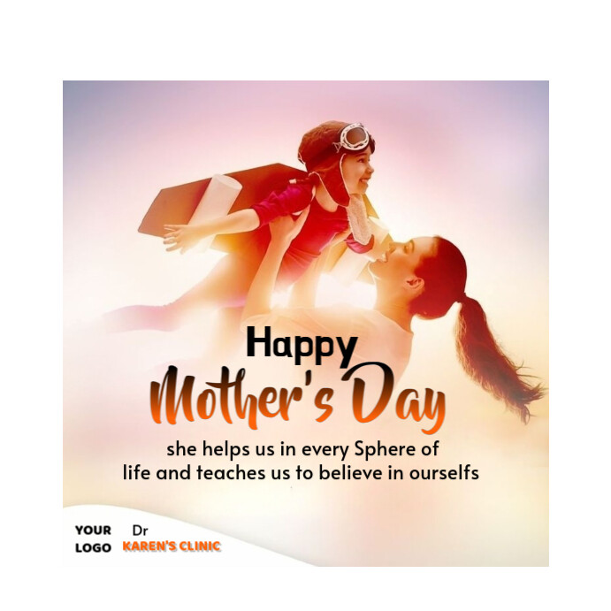 White Maximalist Happy Mother's Day Greeting Instagram Post Template ...