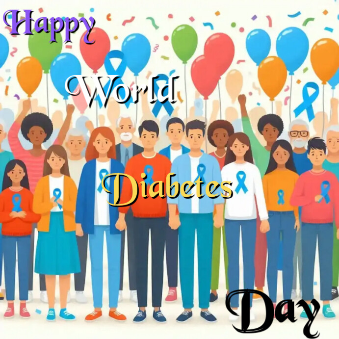 White Maximalist Happy National Diabetes Day Instagram Post Template ...