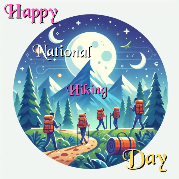 White Maximalist Happy National Hiking Day Instagram Post Template ...