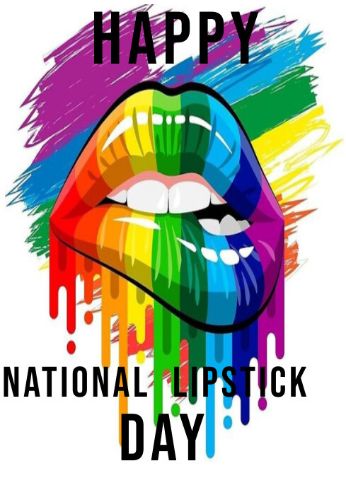 White Maximalist Happy National Lipstick Day Template | PosterMyWall