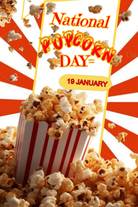 Copy of White Maximalist Happy National Popcorn Day Pinterest Graphic ...