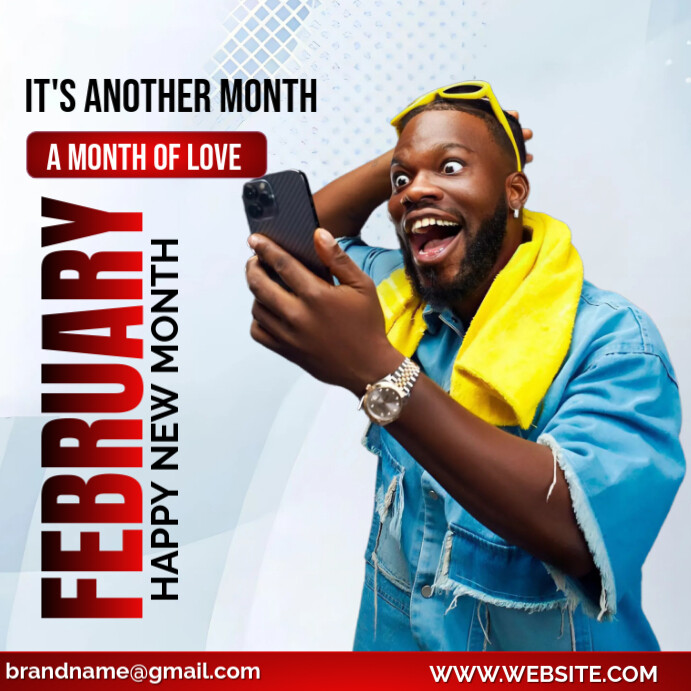 White Maximalist Happy New Month February Instagram Post Template | PosterMyWall