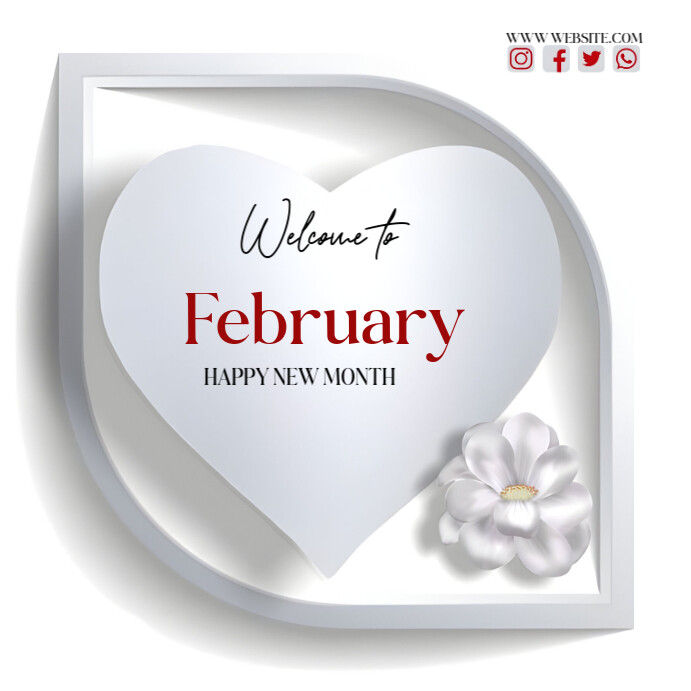 Copy of White Maximalist Happy New Month February Instagram Post ...