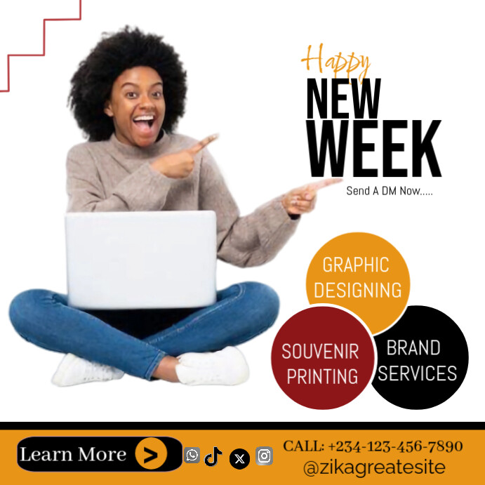 White Maximalist Happy New Week Instagram Pos Template | PosterMyWall