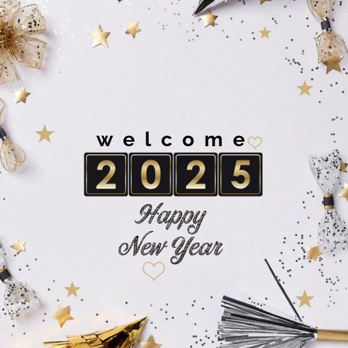 White Maximalist Happy New Year 2025 Instagram Post Template | PosterMyWall