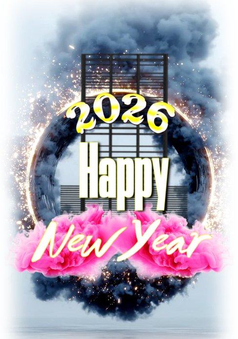 White Maximalist Happy New Year 2026 A5 Template | PosterMyWall