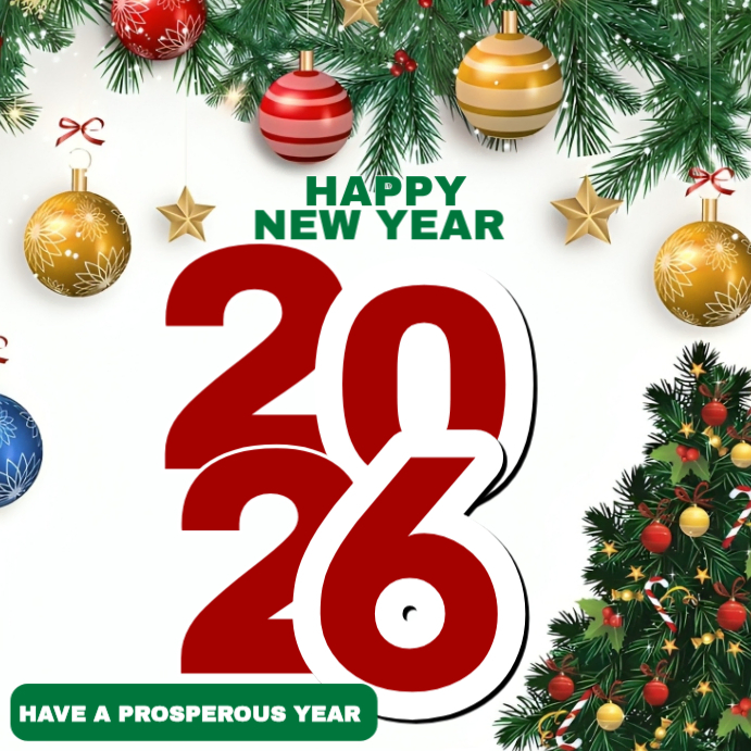 White Maximalist Happy New Year 2026 Flyer Instagram Post Template ...