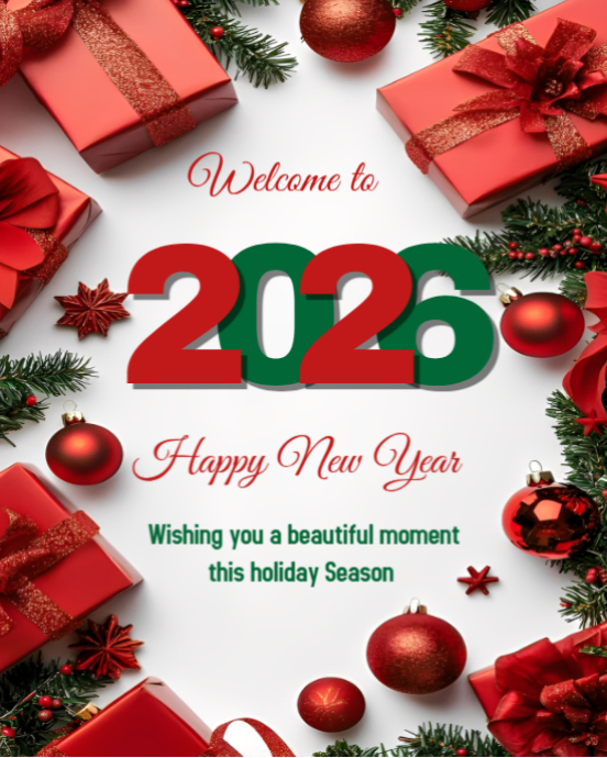 Plantilla de White Maximalist Happy New Year 2026 Instagram Portrait ...