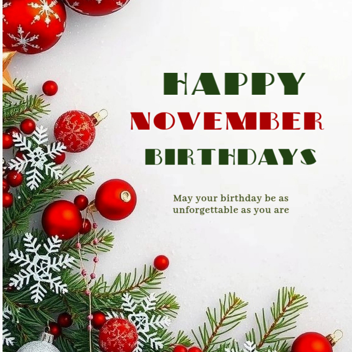White Maximalist Happy November Birthdays Instagram Post Template ...