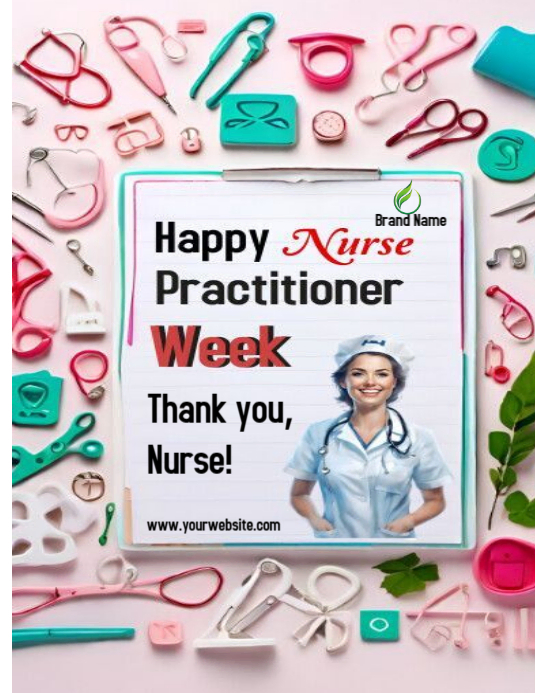 White Maximalist Happy Nurse Practitioner Week Flyer (us Letter ...