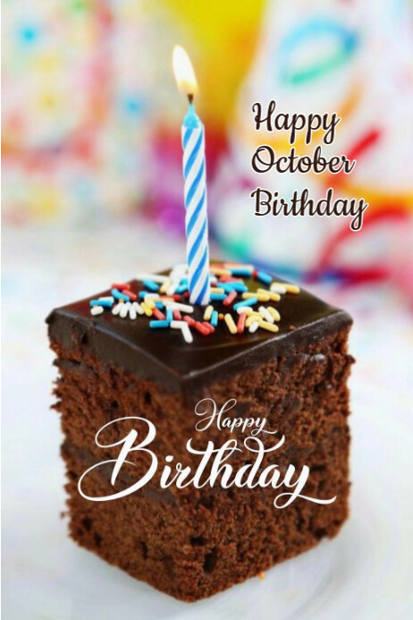 White Maximalist Happy October Birthdays Banner 4' × 6' Template ...