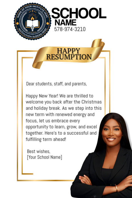 White Maximalist Happy Resumption Poster Template | PosterMyWall