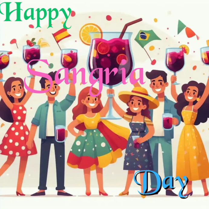 Plantilla de White Maximalist Happy Sangria Day Instagram Post ...