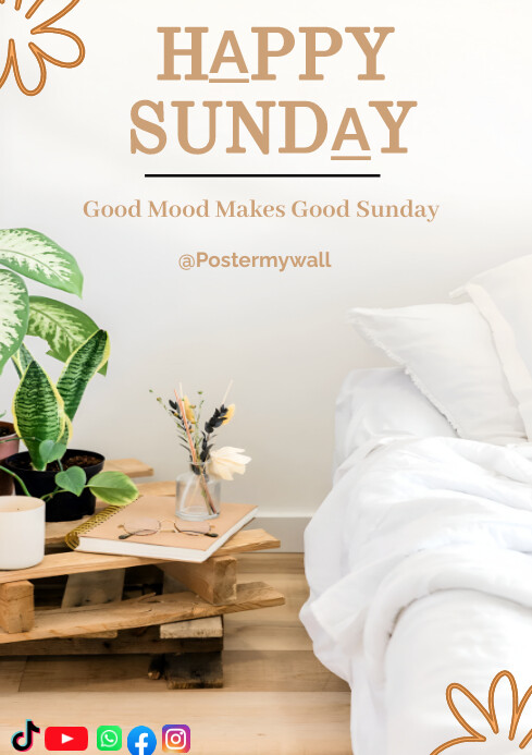 White Maximalist Happy Sinday A4 Template | PosterMyWall