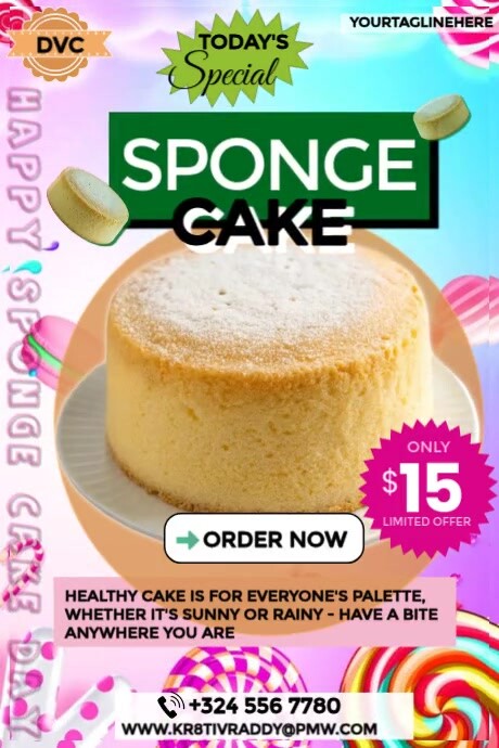 White Maximalist Happy Sponge Cake Day Poster Template | PosterMyWall