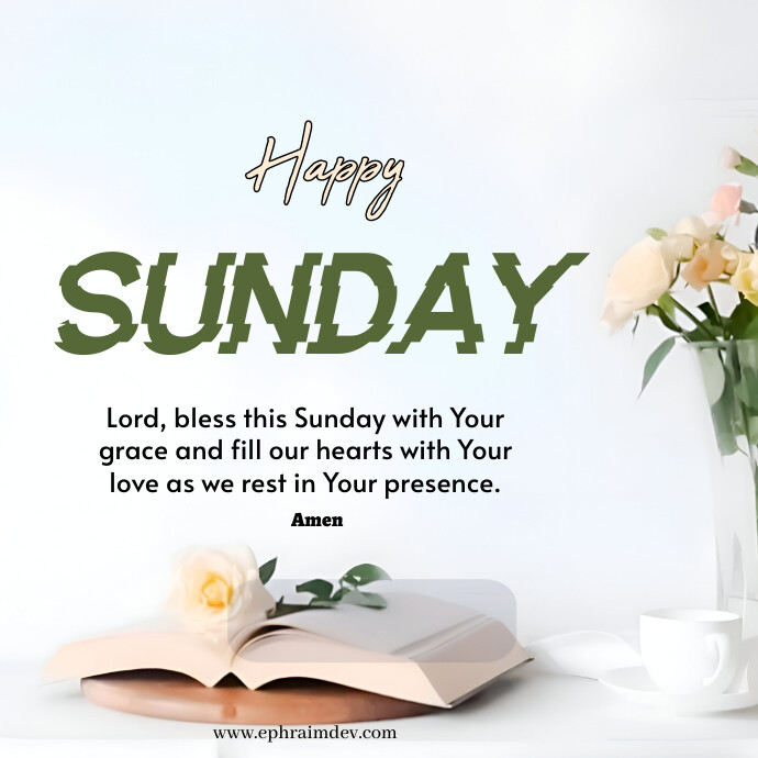 White Maximalist Happy Sunday Logo Template | PosterMyWall