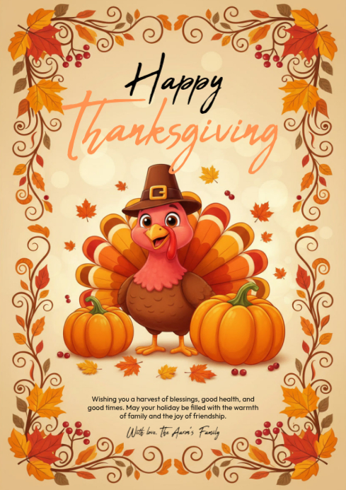 White Maximalist Happy Thanksgiving Day A3 Template | PosterMyWall