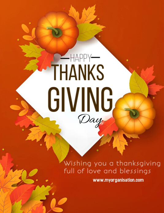 White Maximalist Happy Thanksgiving Flyer (us Letter) Template ...