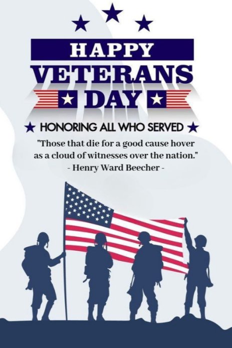 White Maximalist Happy Veterans Day Pinterest Graphic Template ...