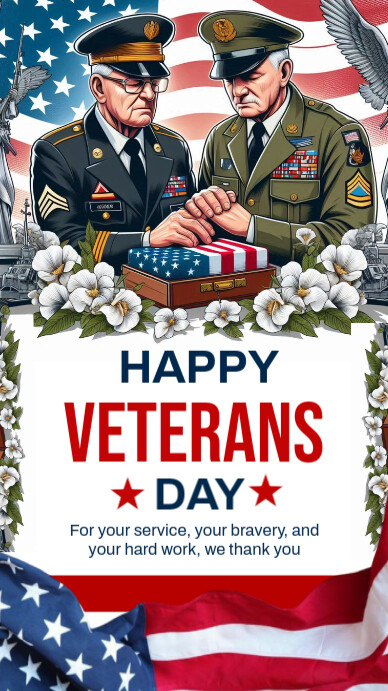 White Maximalist Happy Veterans Day Template Design Whatsapp Status ...