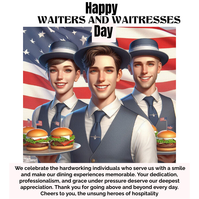 White Maximalist Happy Waiters And Waitresses Template | PosterMyWall