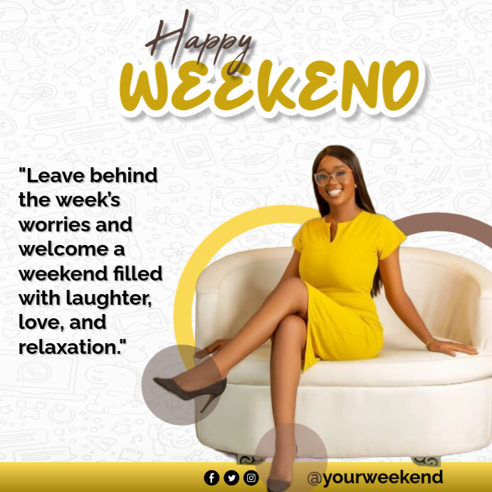 White Maximalist Happy Weekend Instagram Post Templat | PosterMyWall