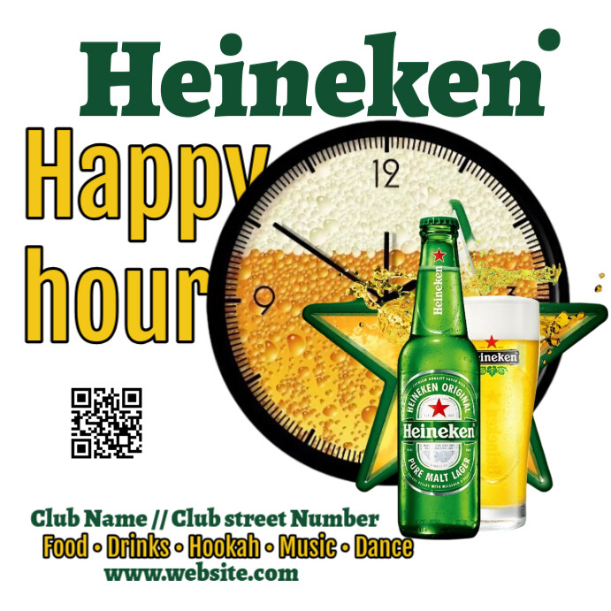 Plantilla de White Maximalist Heineken Happy Hour Flyer Instagram Post ...