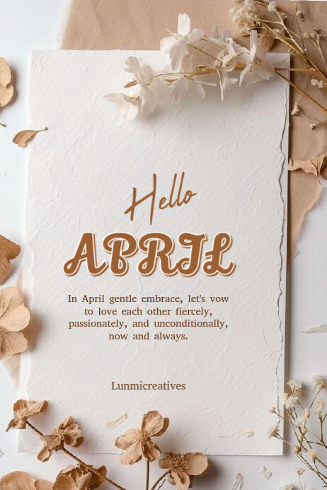 White Maximalist Hello April Banner 4' × 6' Template | PosterMyWall