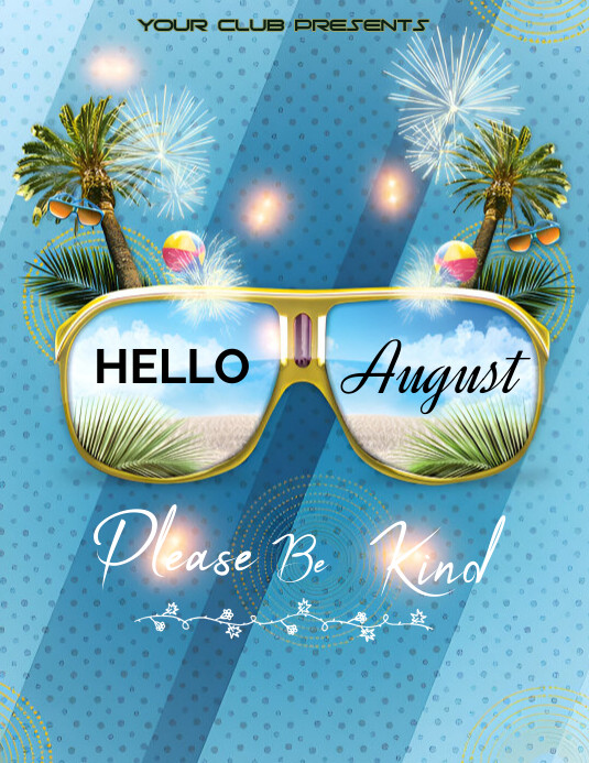 White Maximalist Hello August Flyer (us Lette Template | PosterMyWall