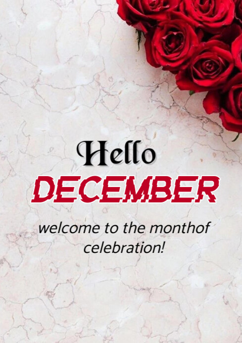 White Maximalist Hello December A4 Template | PosterMyWall