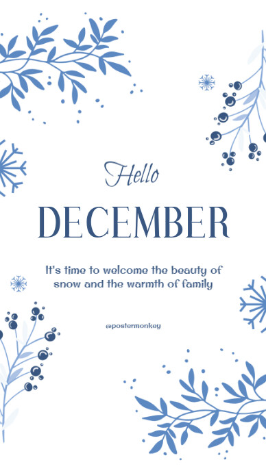White Maximalist Hello December Whatsapp Status Template | PosterMyWall