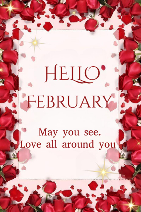 White Maximalist Hello February 2025 Pinterest Graphic Template ...