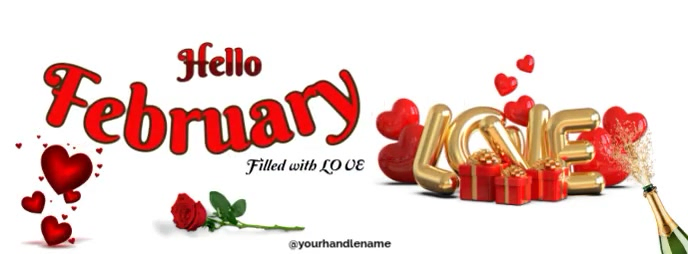 White Maximalist Hello February Facebook Cover Photo Template ...
