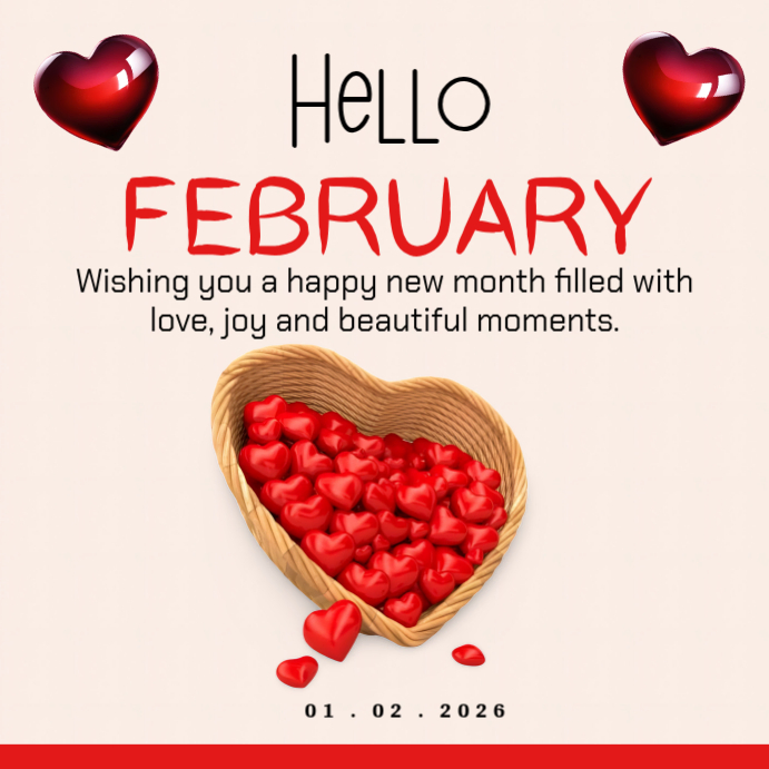 White Maximalist Hello February Instagram Post Template | PosterMyWall