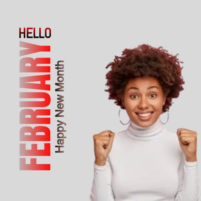 Copy of White Maximalist Hello February Wishing Video Square (1:1 ...