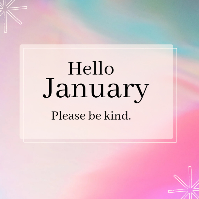 White Maximalist Hello January Instagram Post Template | PosterMyWall