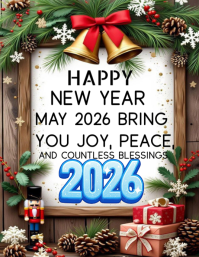 Pink Maximalist Hello New Year 2026 Flyer (us Letter) Template ...