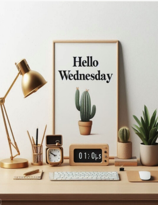 White Maximalist Hello Wednesday Flyer (us Letter) Template | PosterMyWall