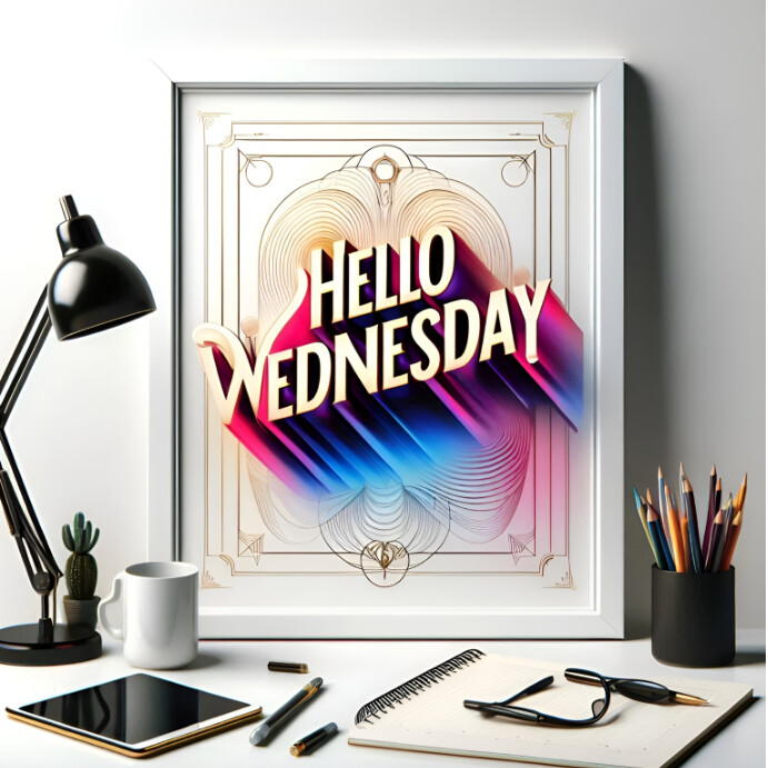 White Maximalist Hello Wednesday Instagram Post Template | PosterMyWall