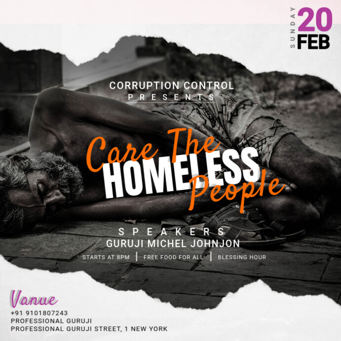 White Maximalist Help The Homeless Instagram Post Template | PosterMyWall